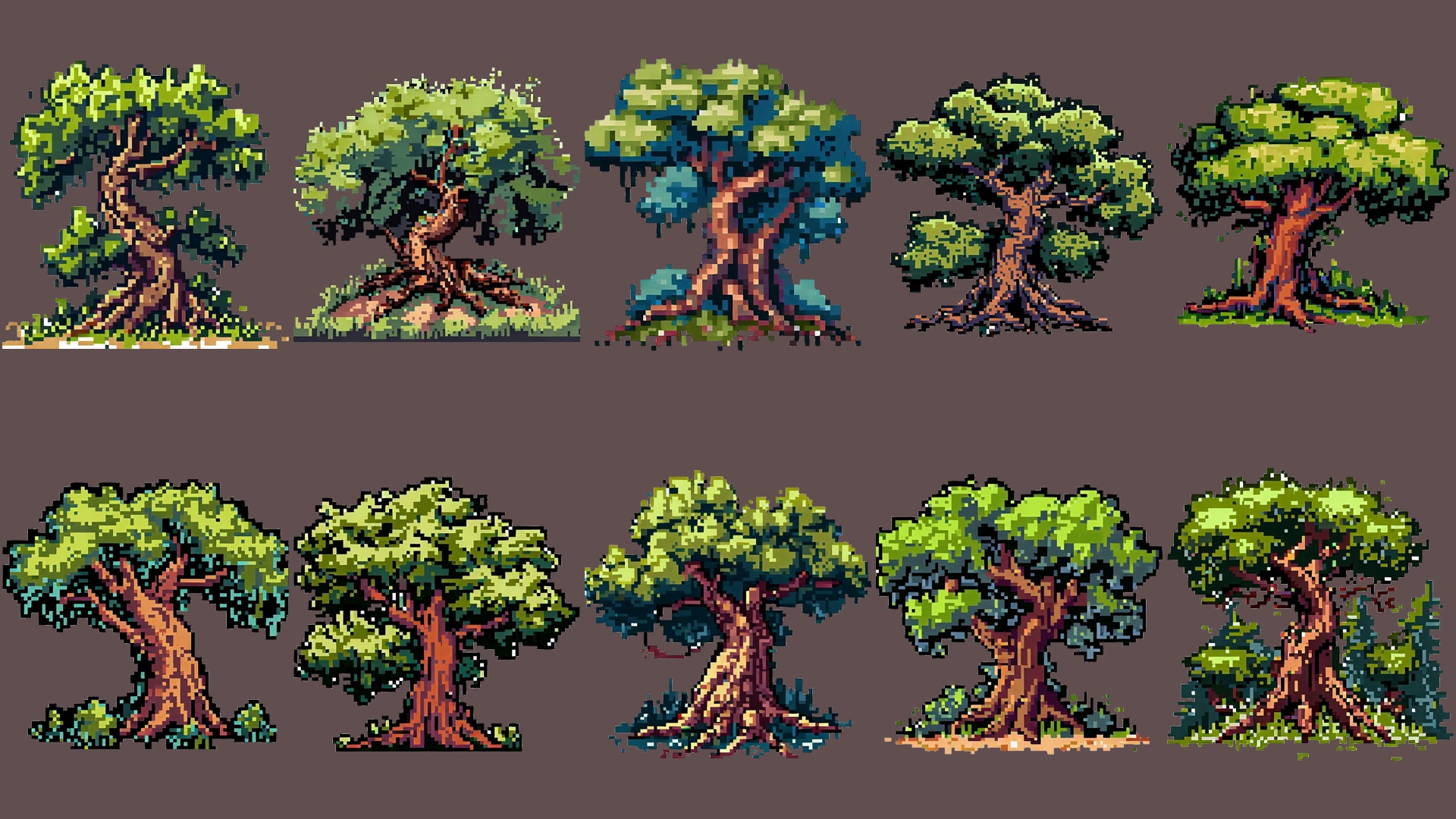 在二维资源创建的pixel Art Environments Forest Trees 1 虚幻引擎商城