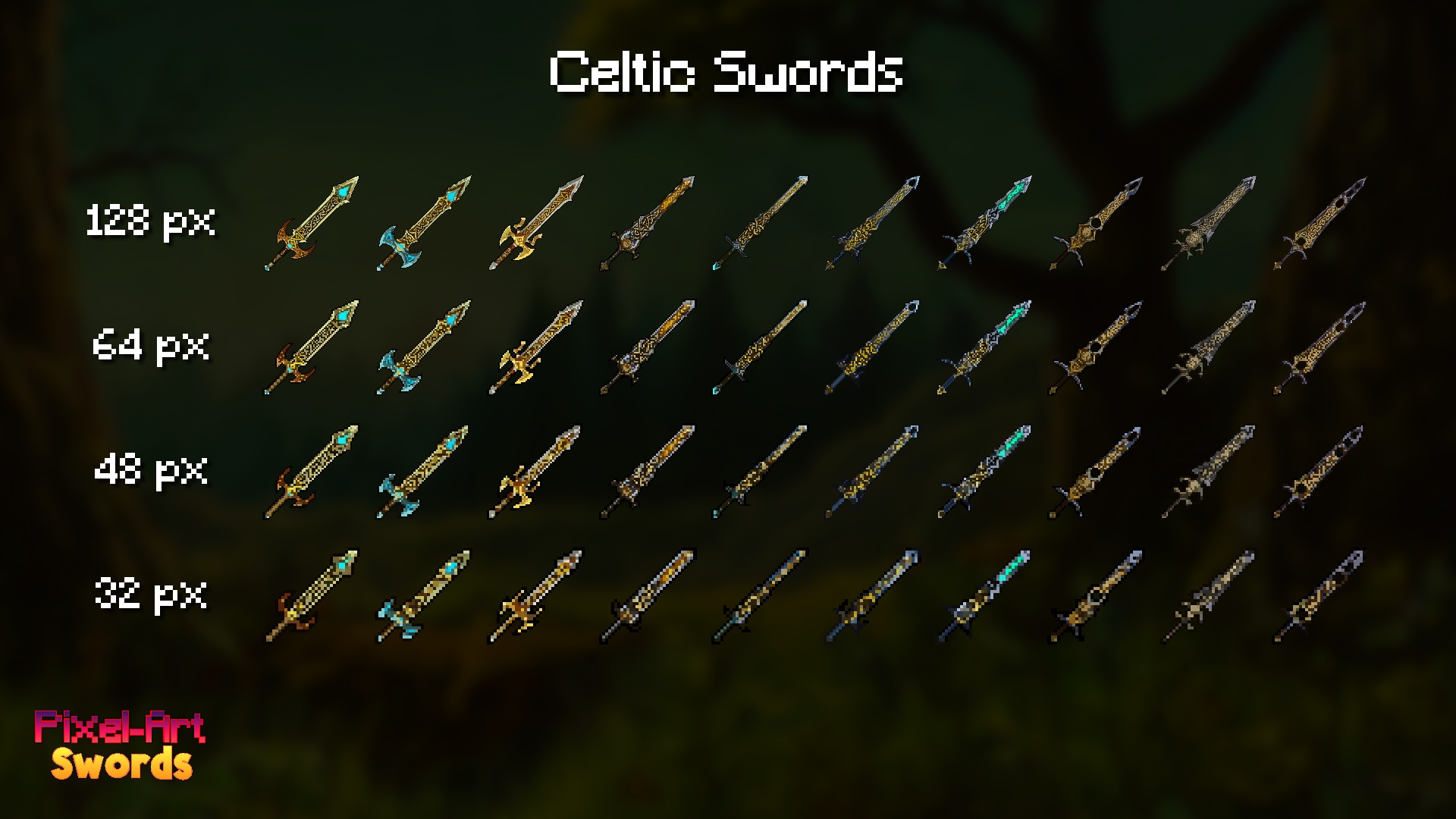 在二维资源创建的pixel Art Swords Bundle 虚幻引擎商城