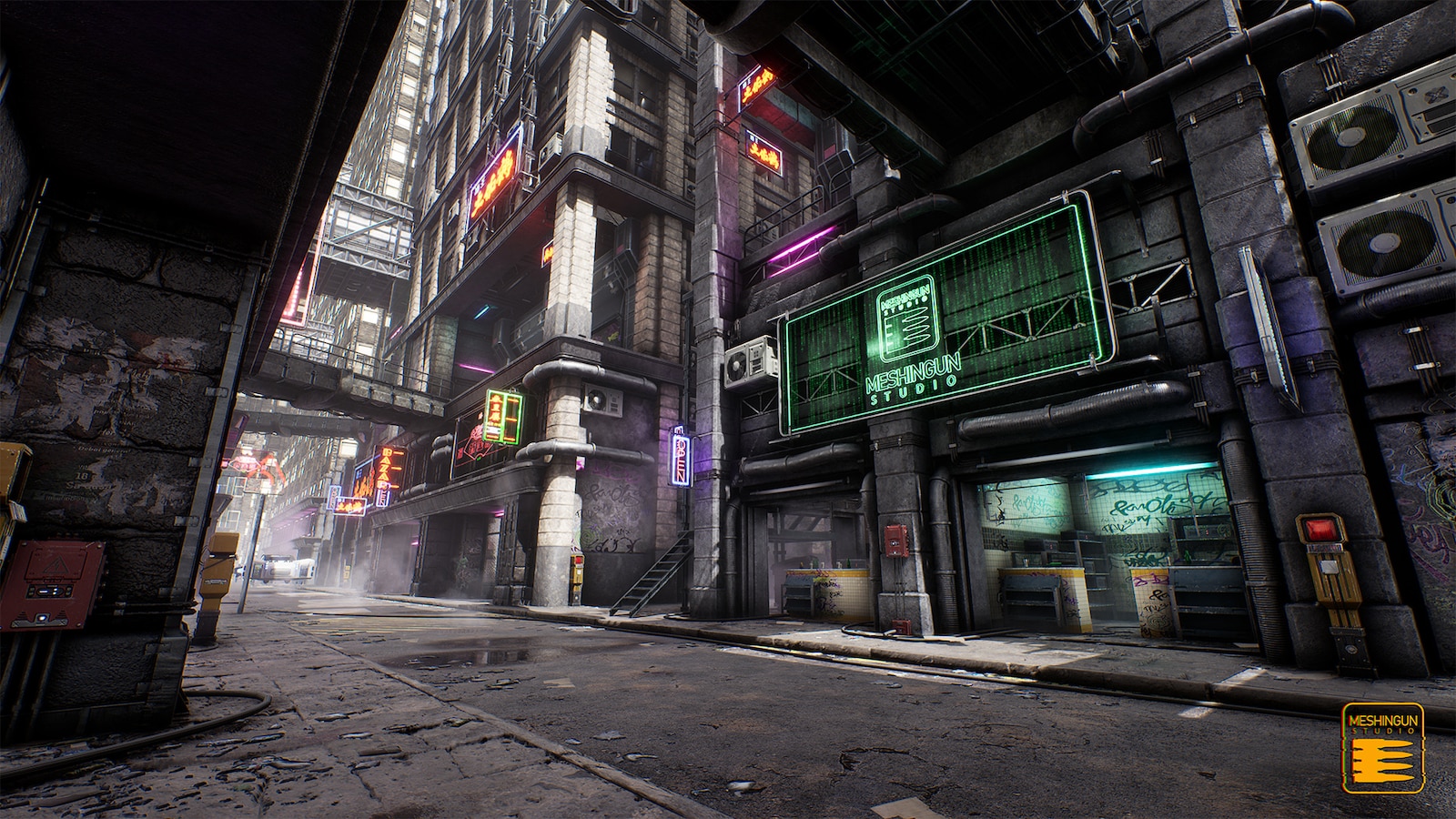 Cyber-Town Pack by Meshingun Studio in Environments - UE Marketplace