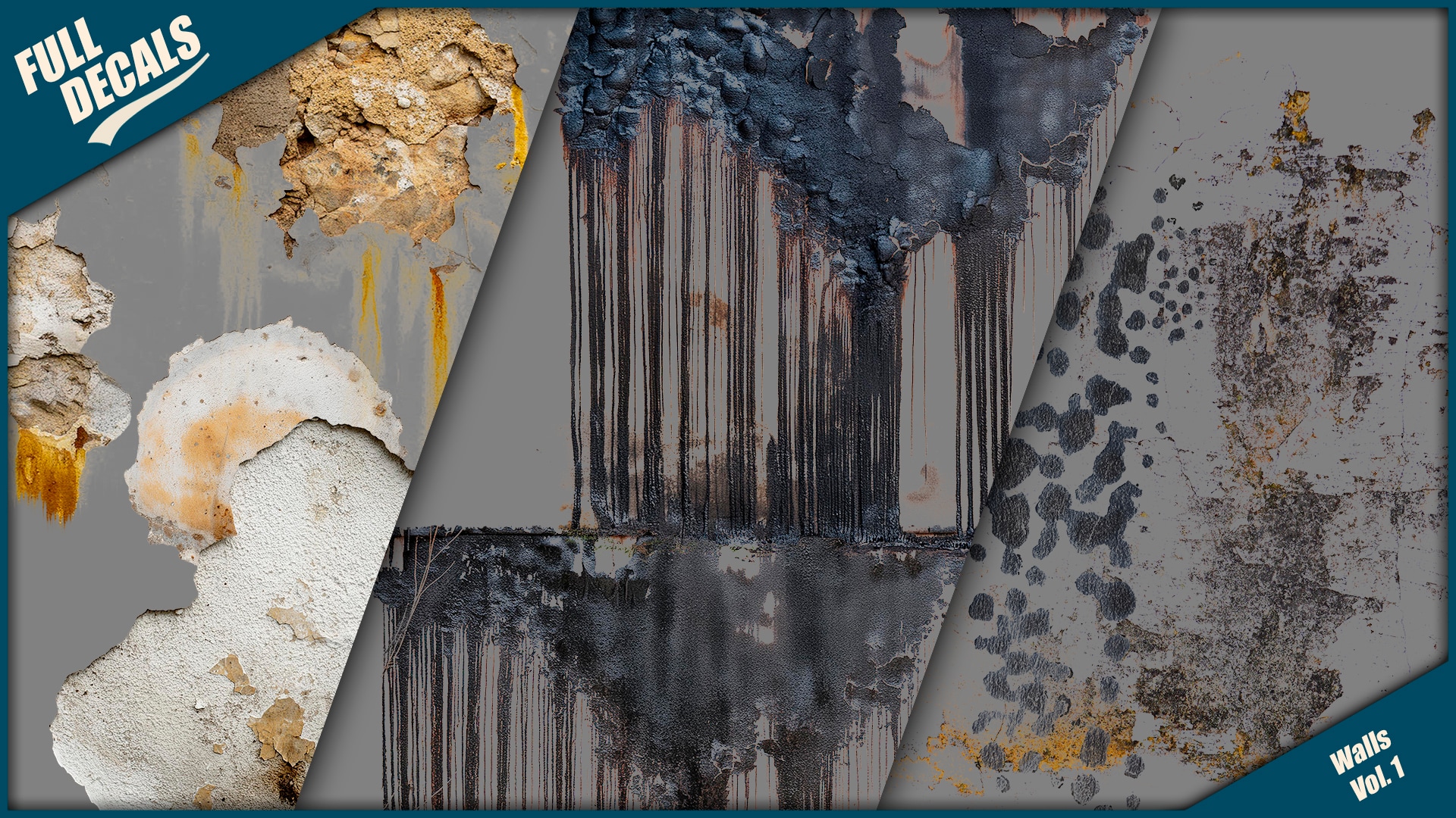 Burnt and Destroyed Wall Decals Pack Vol. 1 in Materials - UE Marketplace