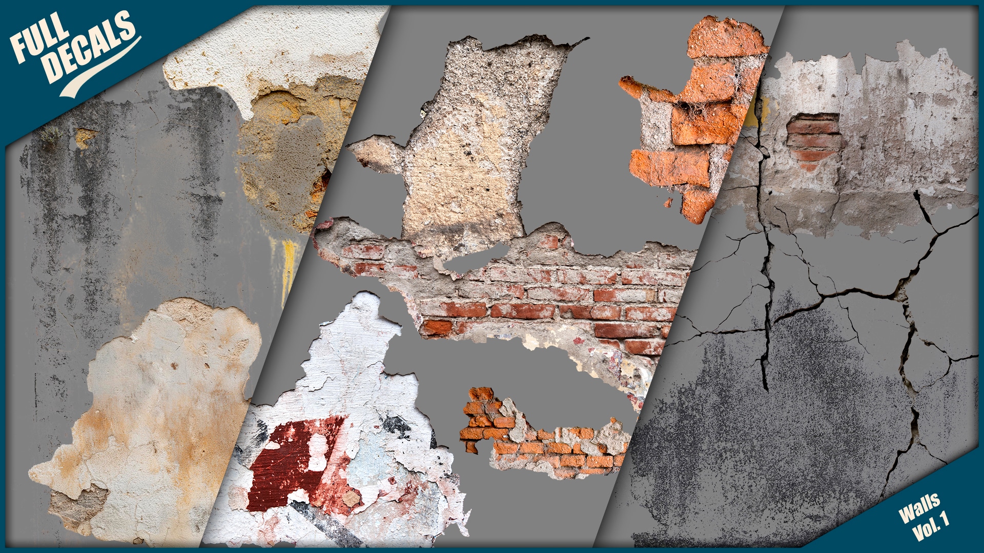 Burnt and Destroyed Wall Decals Pack Vol. 1 in Materials - UE Marketplace