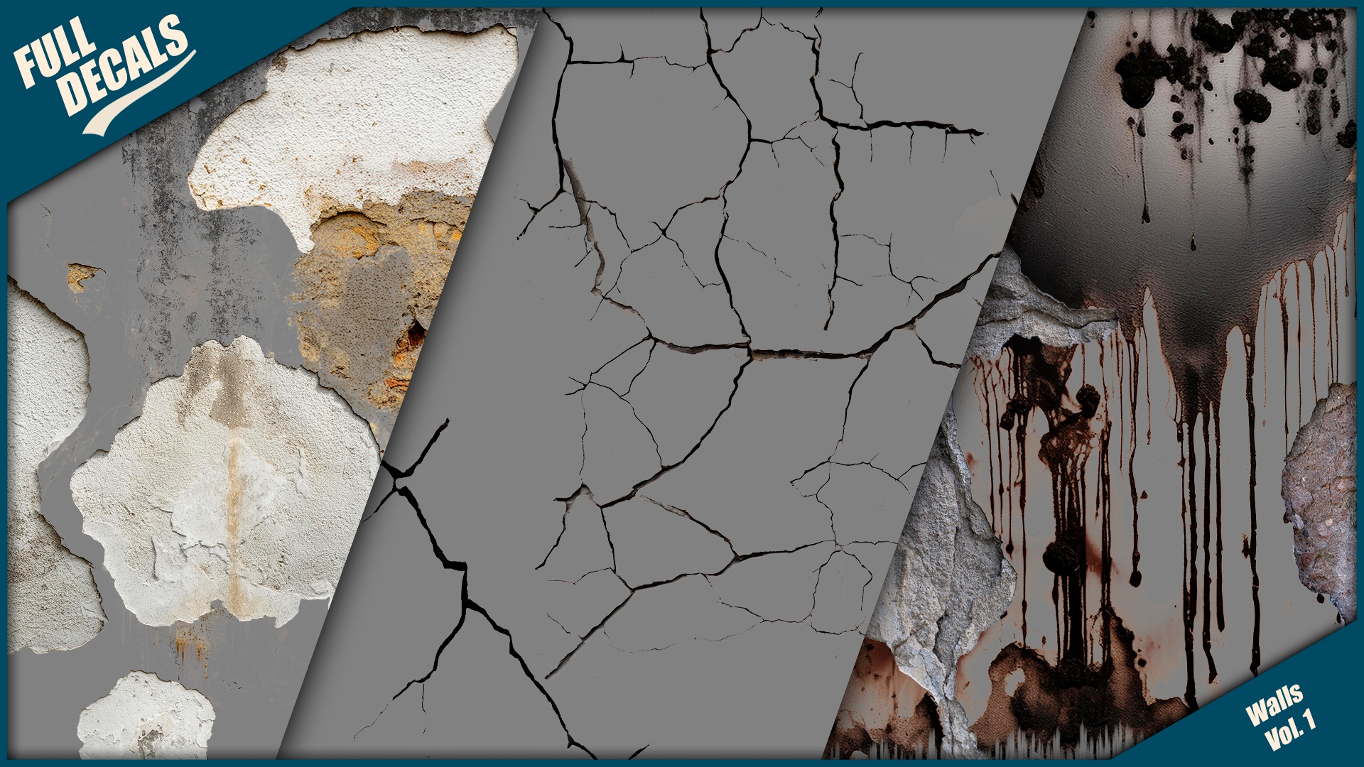 Burnt and Destroyed Wall Decals Pack Vol. 1 in Materials - UE Marketplace