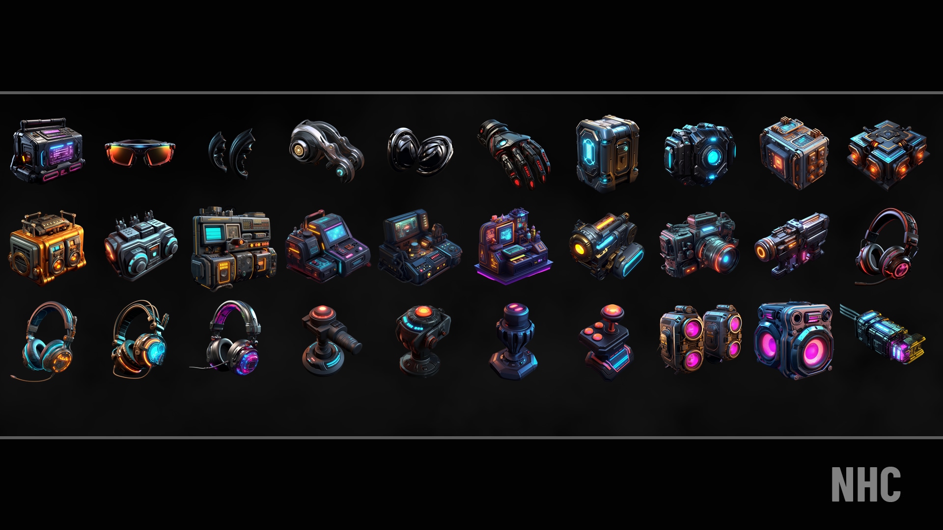 在二维资源创建的nhc Cyberpunk Tech Pack 1 虚幻引擎商城