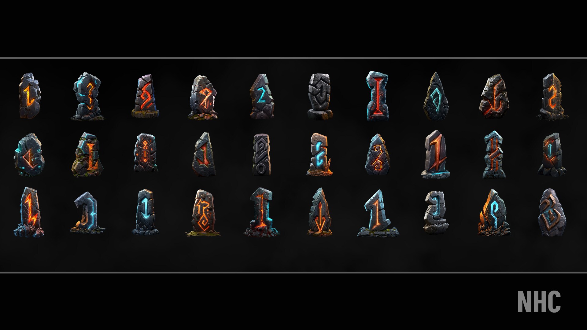 在二维资源创建的nhc Stylized Rune Rocks 虚幻引擎商城