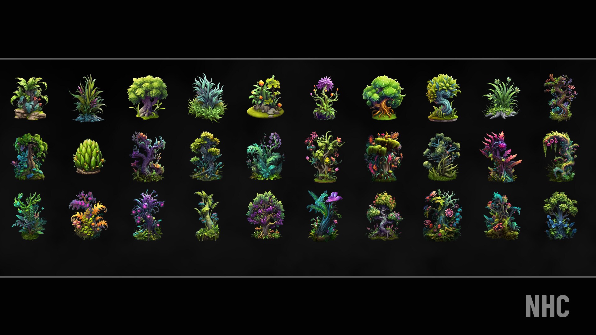 在二维资源创建的nhc Fantasy Bush Pictures Pack 虚幻引擎商城