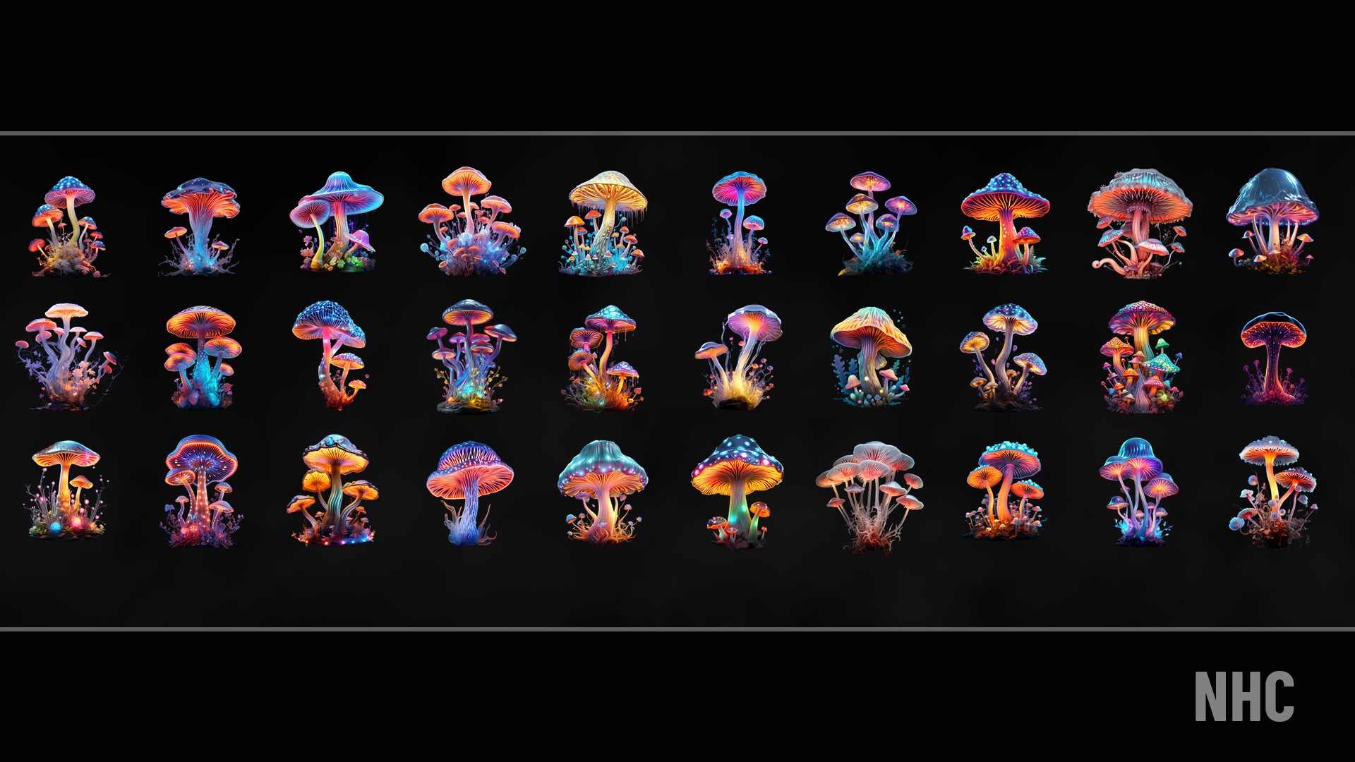 Nhc Fluorescent Mushrooms Pack 1 In 2d Assets Ue Marketplace