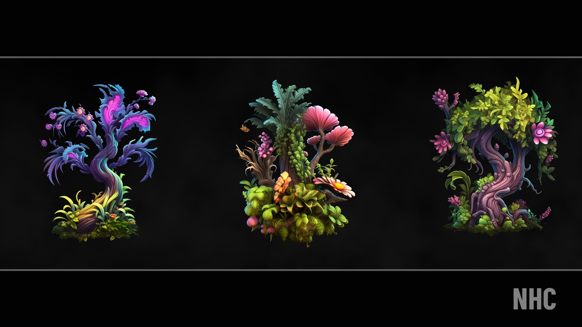 在二维资源创建的nhc Fantasy Bush Pictures Pack 虚幻引擎商城