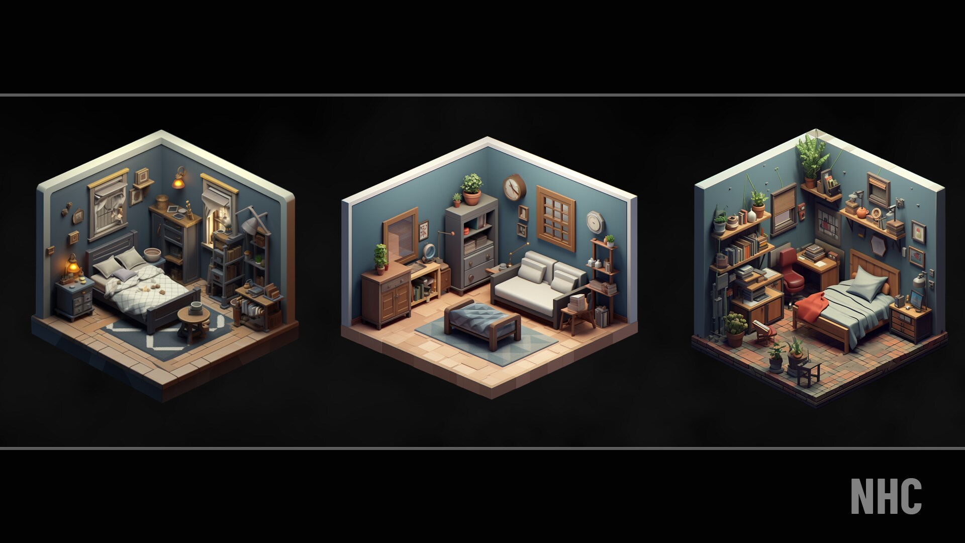 在二维资源创建的nhc Isometric Rooms Stylized 虚幻引擎商城