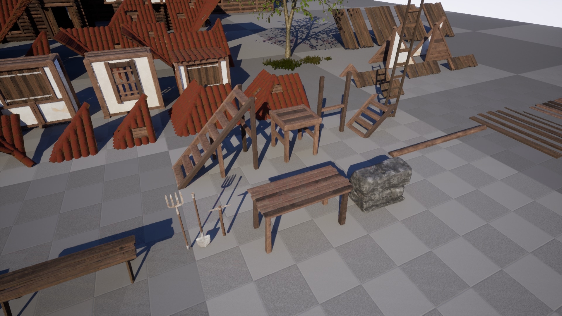 在道具创建的modular Medieval Buildings Asset Pack 虚幻引擎商城