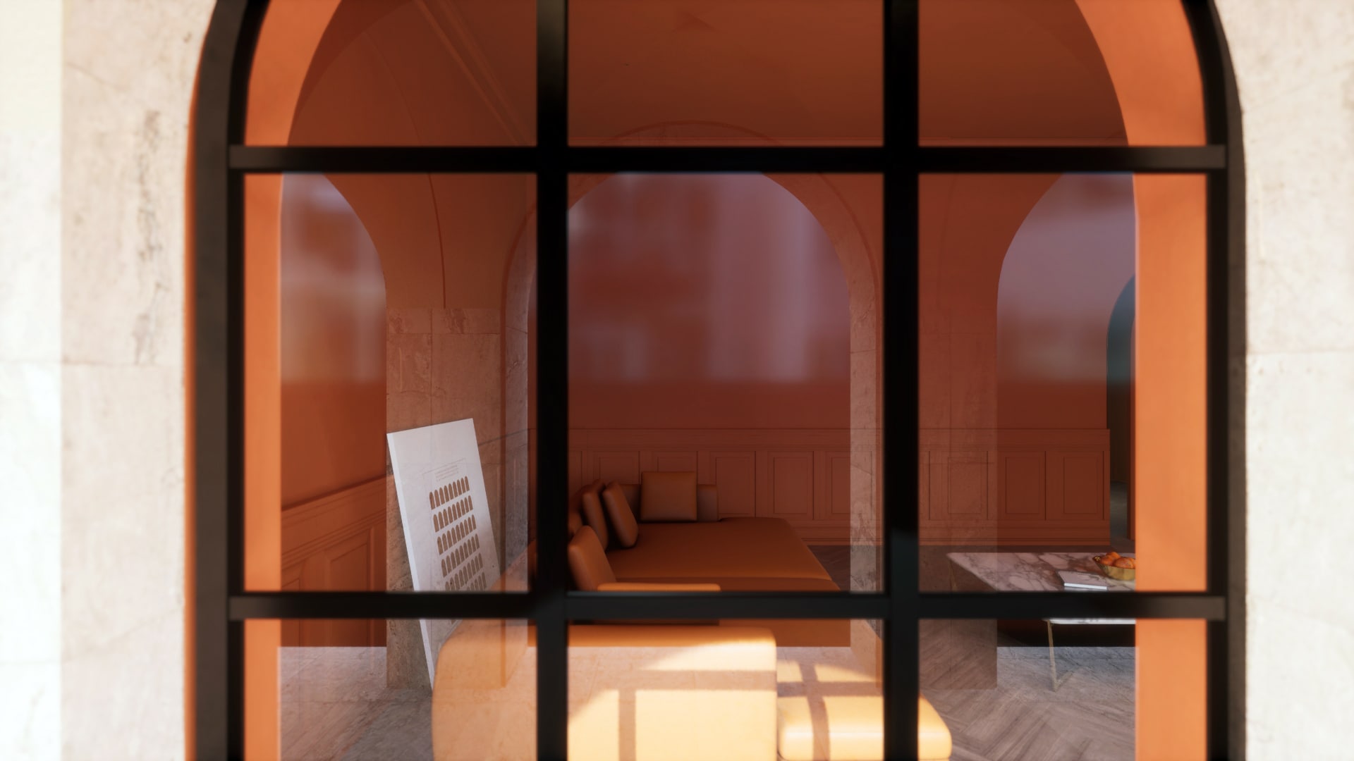 Classic Modern Orange Room in Architectural Visualization - UE Marketplace
