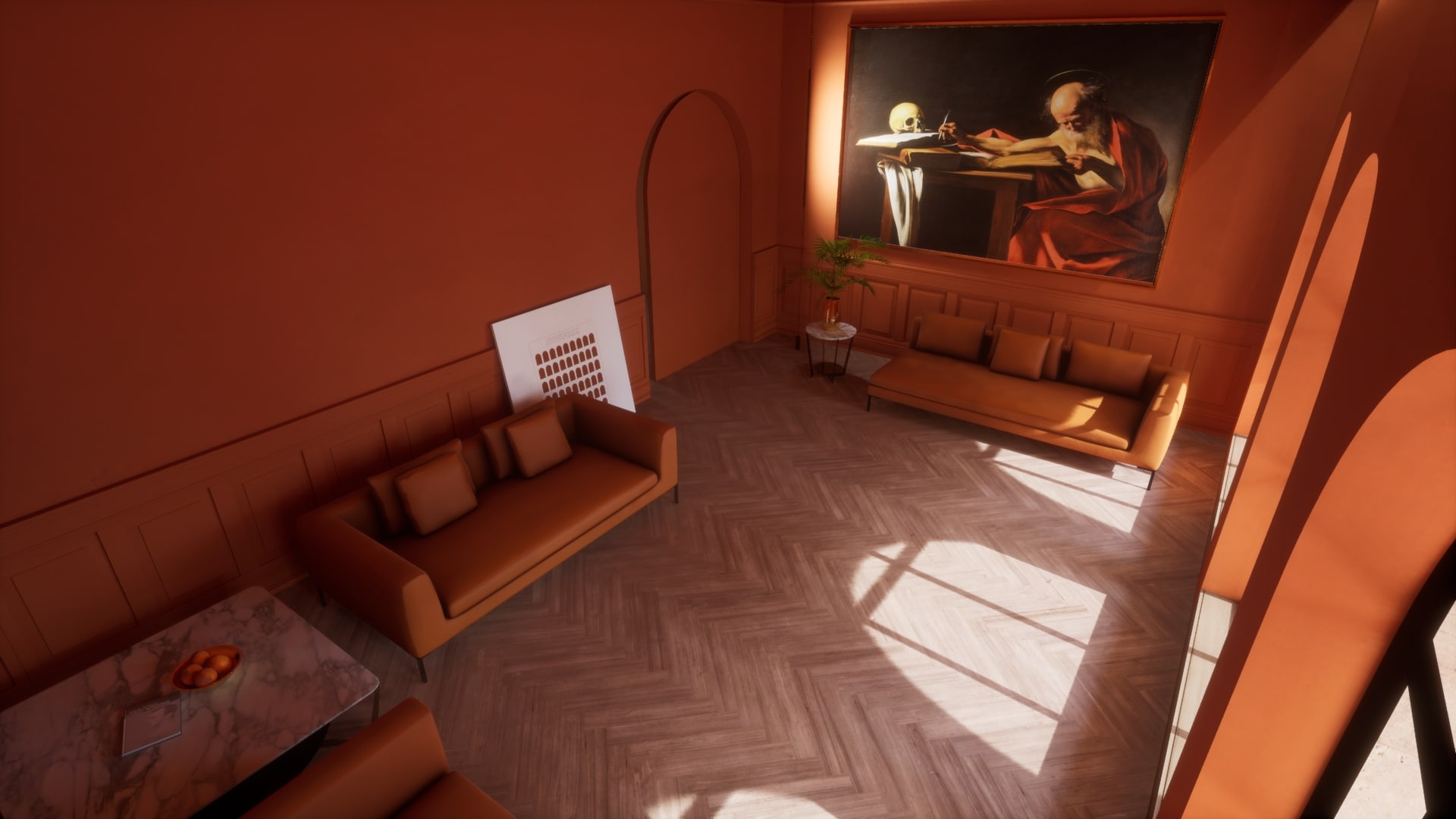 Classic Modern Orange Room in Architectural Visualization - UE Marketplace
