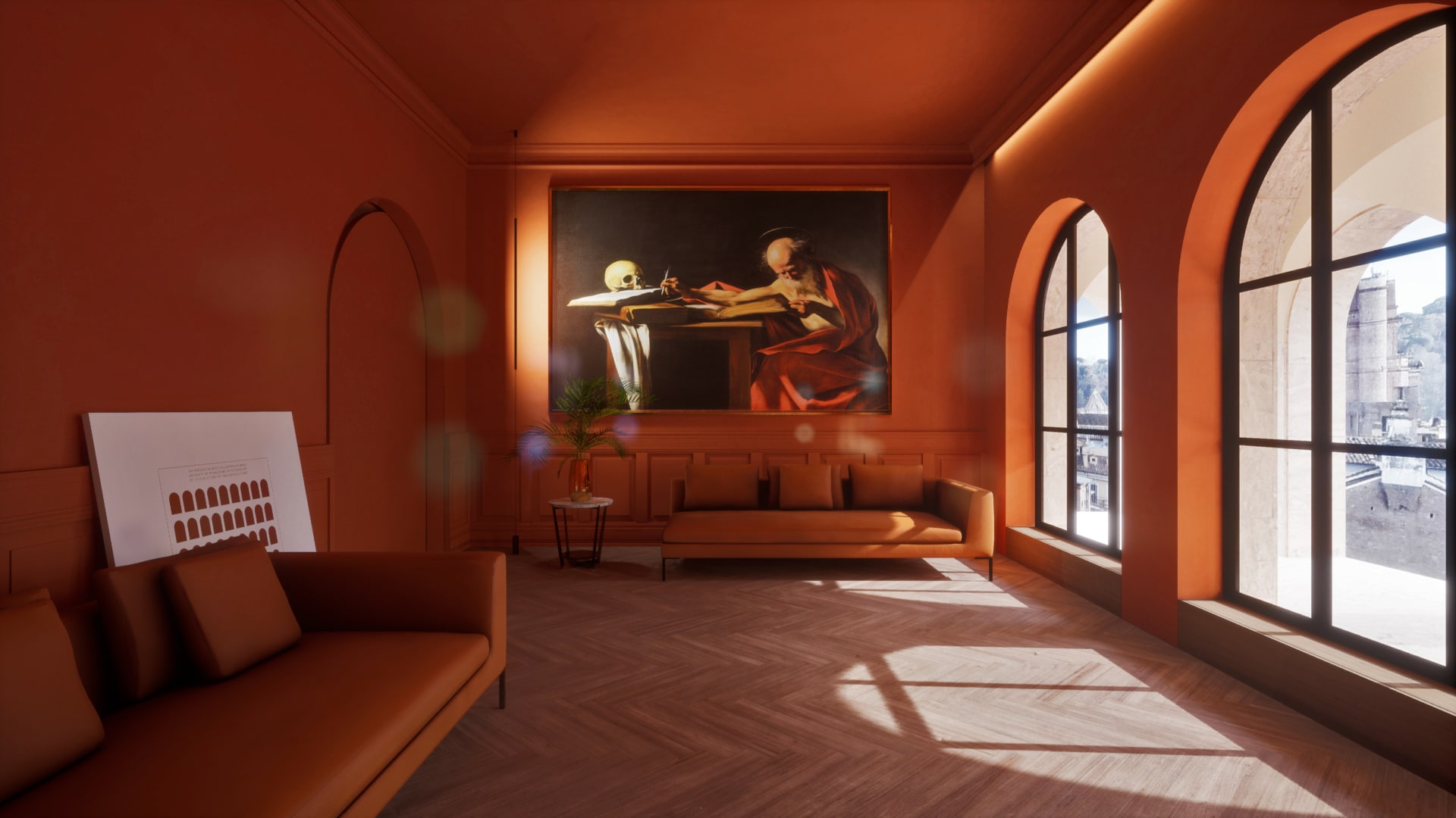 Classic Modern Orange Room in Architectural Visualization - UE Marketplace