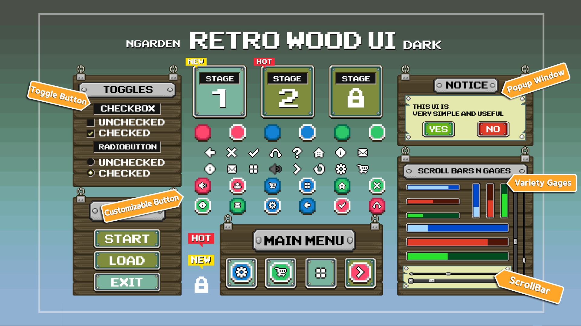 nGarden Retro Wood UI in 2D Assets - UE Marketplace