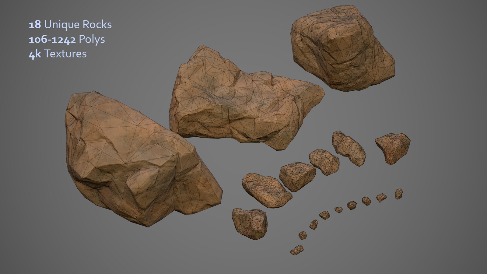 Rock Pack(18 game ready rocks), 카테고리 소품 - UE 마켓플레이스