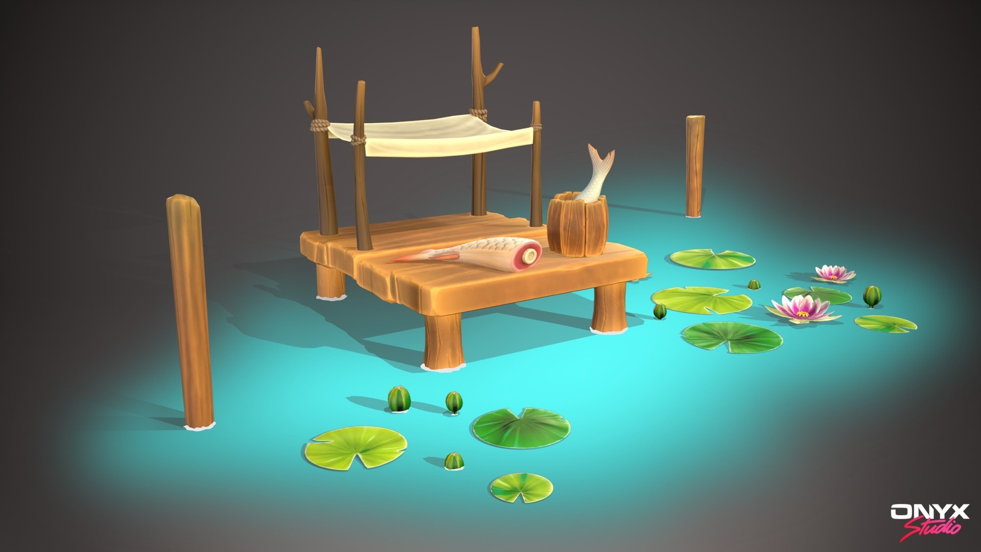 Stylized Floating Market in Props - UE Marketplace