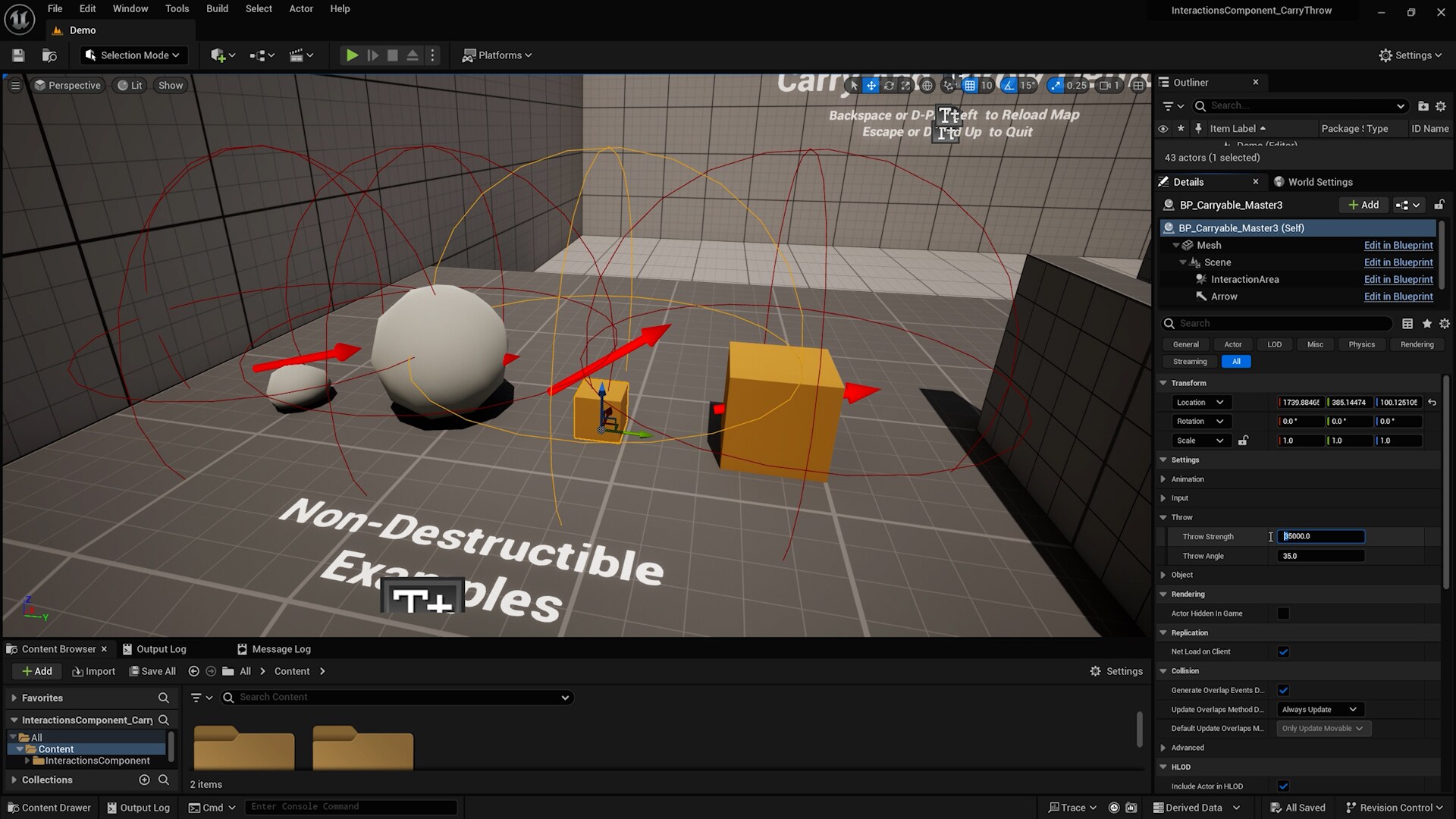 在蓝图创建的Interactions Component - Carry & Throw - 虚幻引擎商城