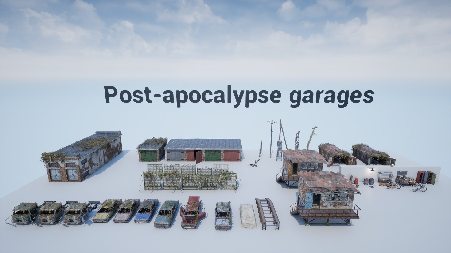 Post-apocalypse garages, 카테고리 배경 - UE 마켓플레이스