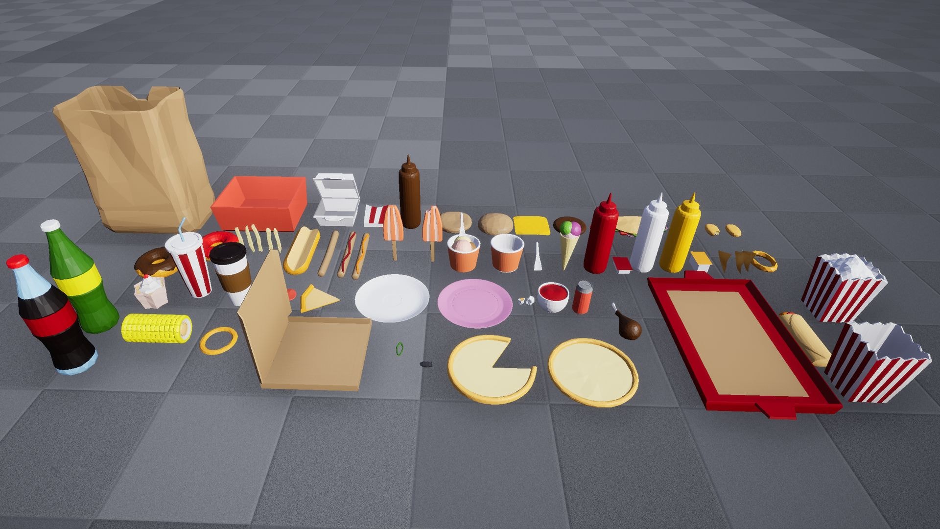 Low Poly Fast Food in Props - UE Marketplace
