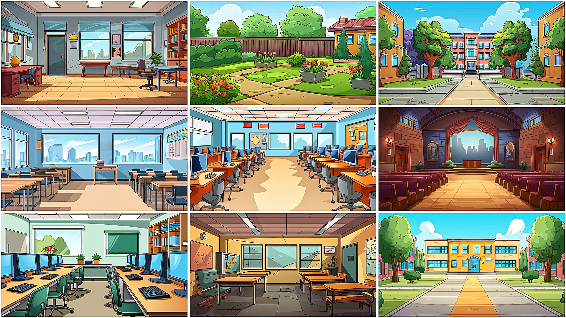 BACKGROUND - Cartoon School 2, 카테고리 2D 애셋 - UE 마켓플레이스