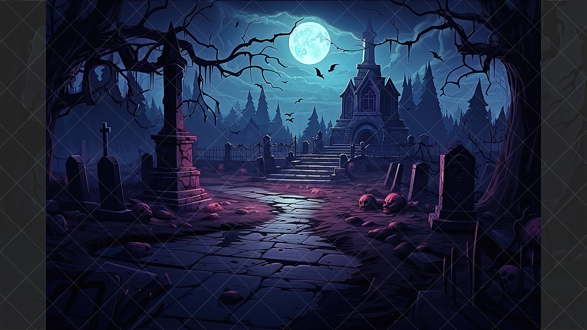 BACKGROUND - Stylized Graveyard 2 in 2D Assets - UE Marketplace