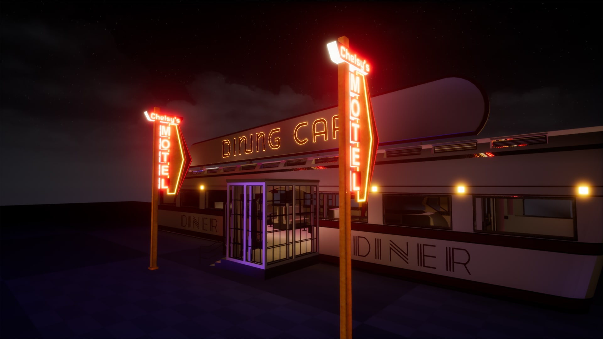Retro Googie Neon Sign Pack (Illuminated), American Diner Style in ...