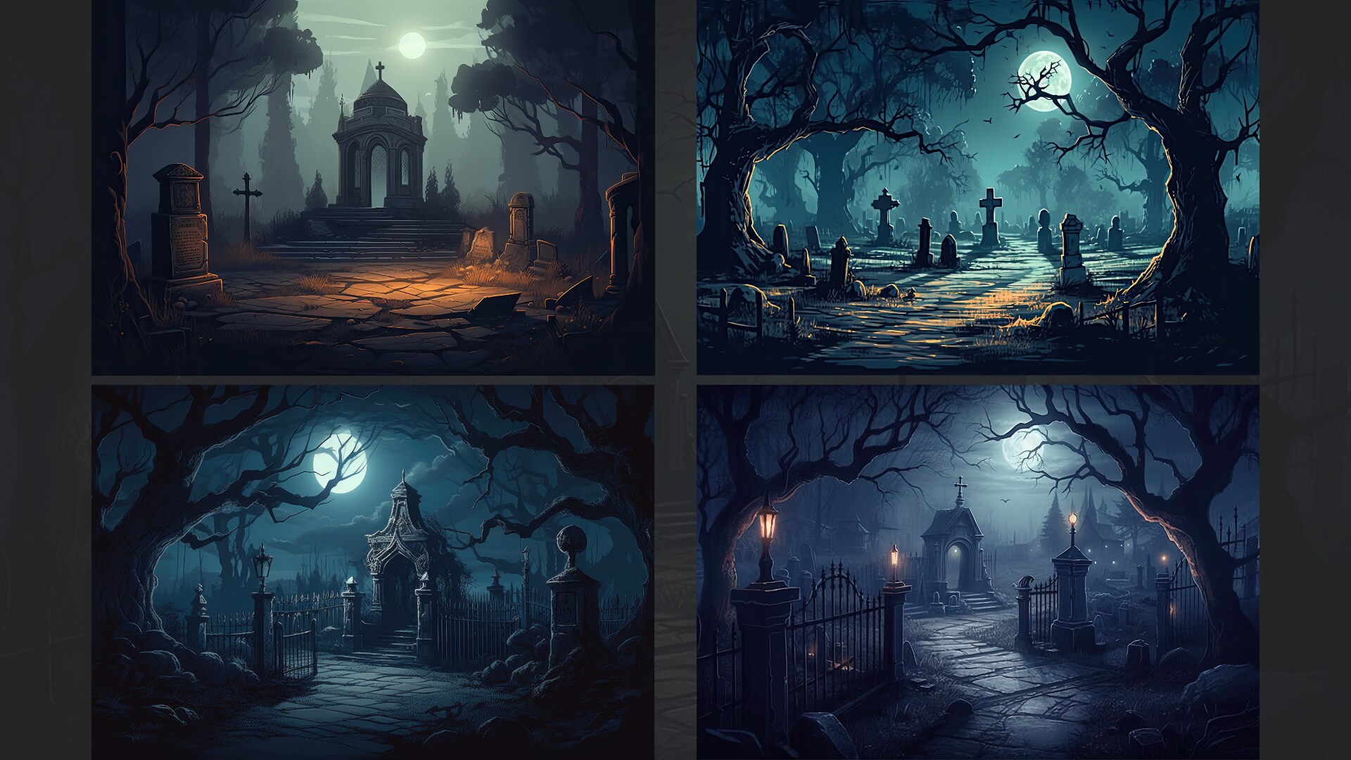 BACKGROUND - Stylized Haunted 1：2Dアセット - UE マーケットプレイス