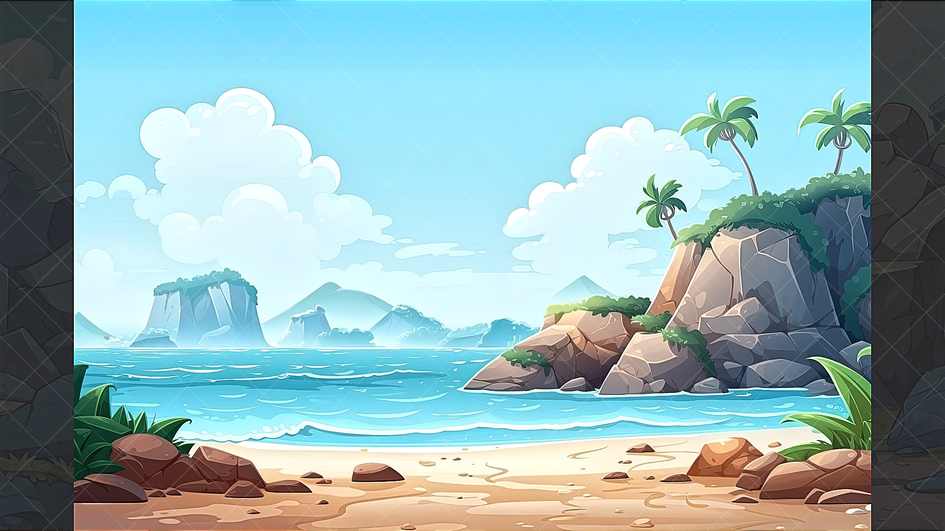 BACKGROUND - Stylized Beach 1, 카테고리 2D 애셋 - UE 마켓플레이스