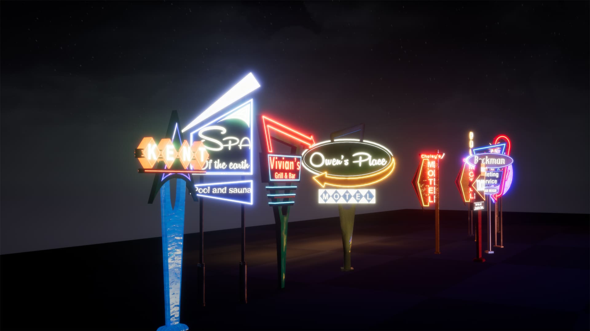 Retro Googie Neon Sign Pack (Illuminated), American Diner Style in ...