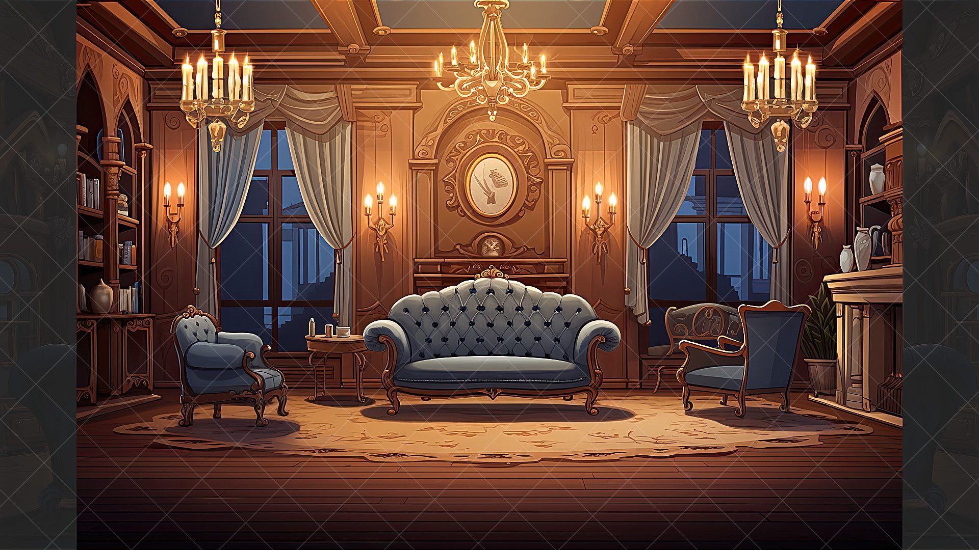 BACKGROUND - Stylized Mansion Interior 1：2Dアセット - UE マーケットプレイス