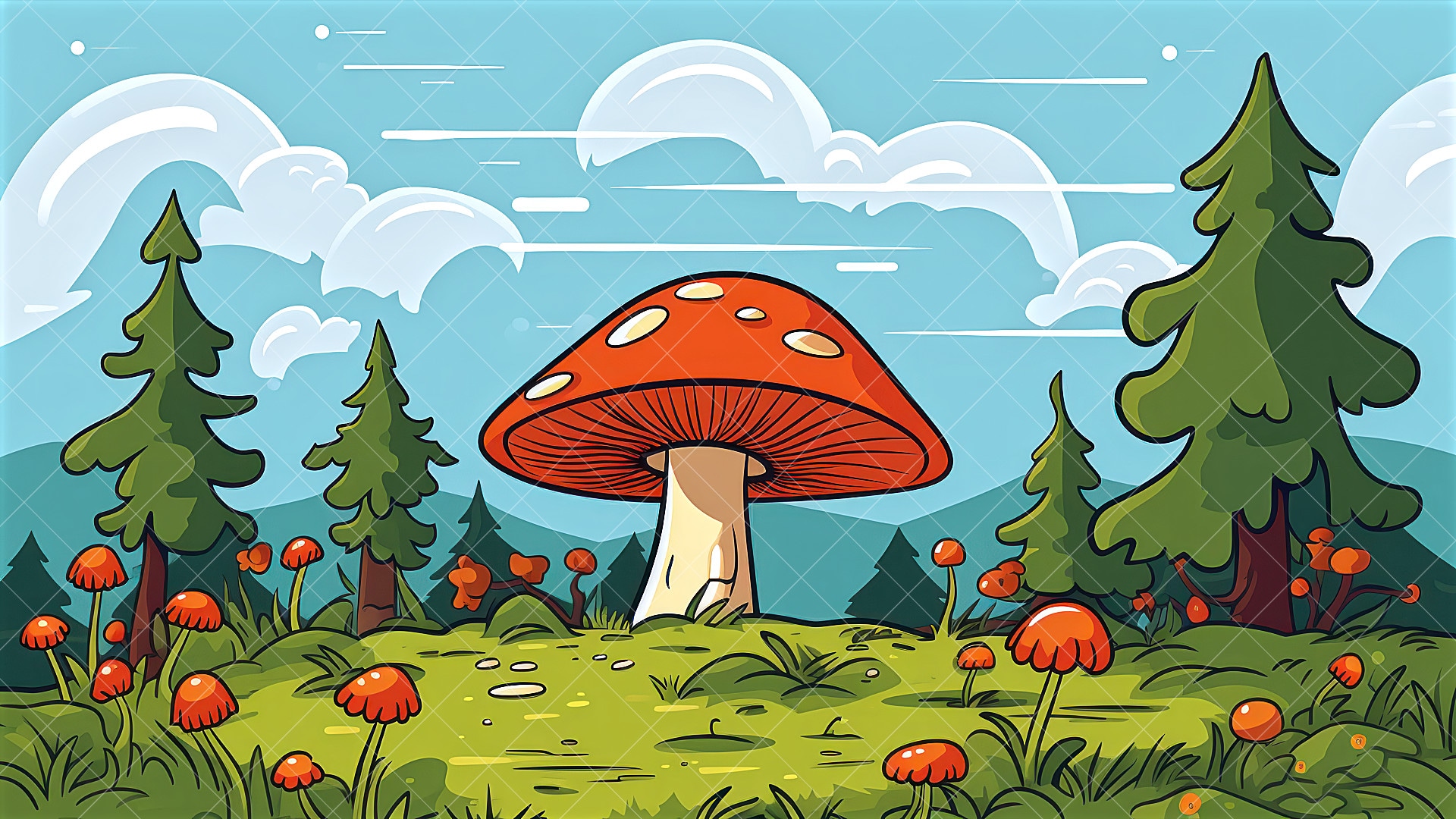 BACKGROUND - Cartoon Mushroom 2, 카테고리 2D 애셋 - UE 마켓플레이스