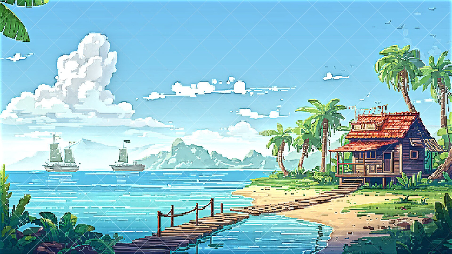 在二维资源创建的background Pixel Tropical 1 虚幻引擎商城
