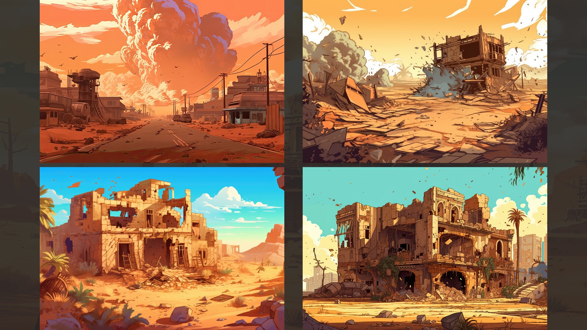 BACKGROUND - Stylized Post Apocalyptic 1 in 2D Assets - UE Marketplace