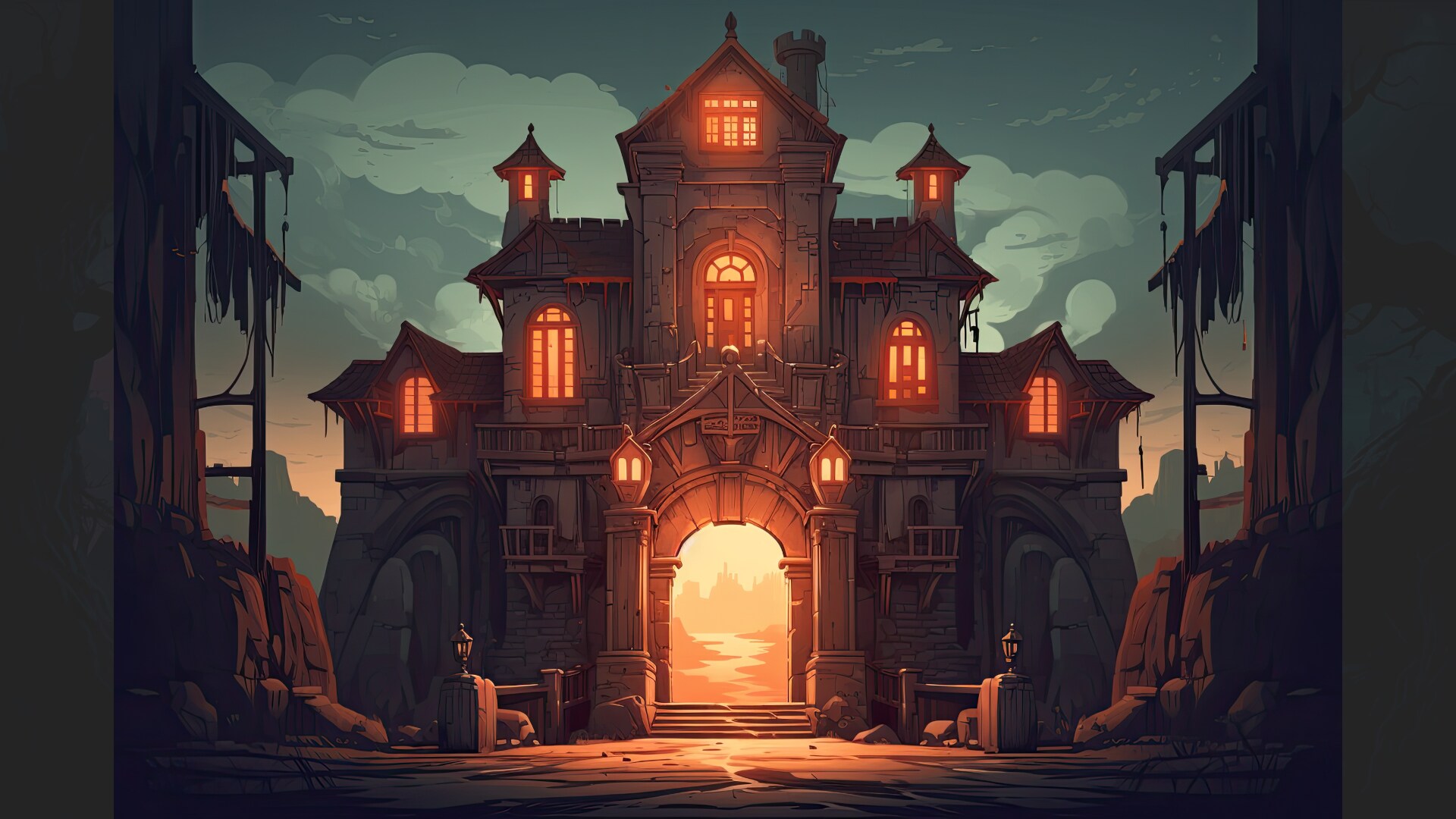 BACKGROUND - Stylized Haunted 1：2Dアセット - UE マーケットプレイス