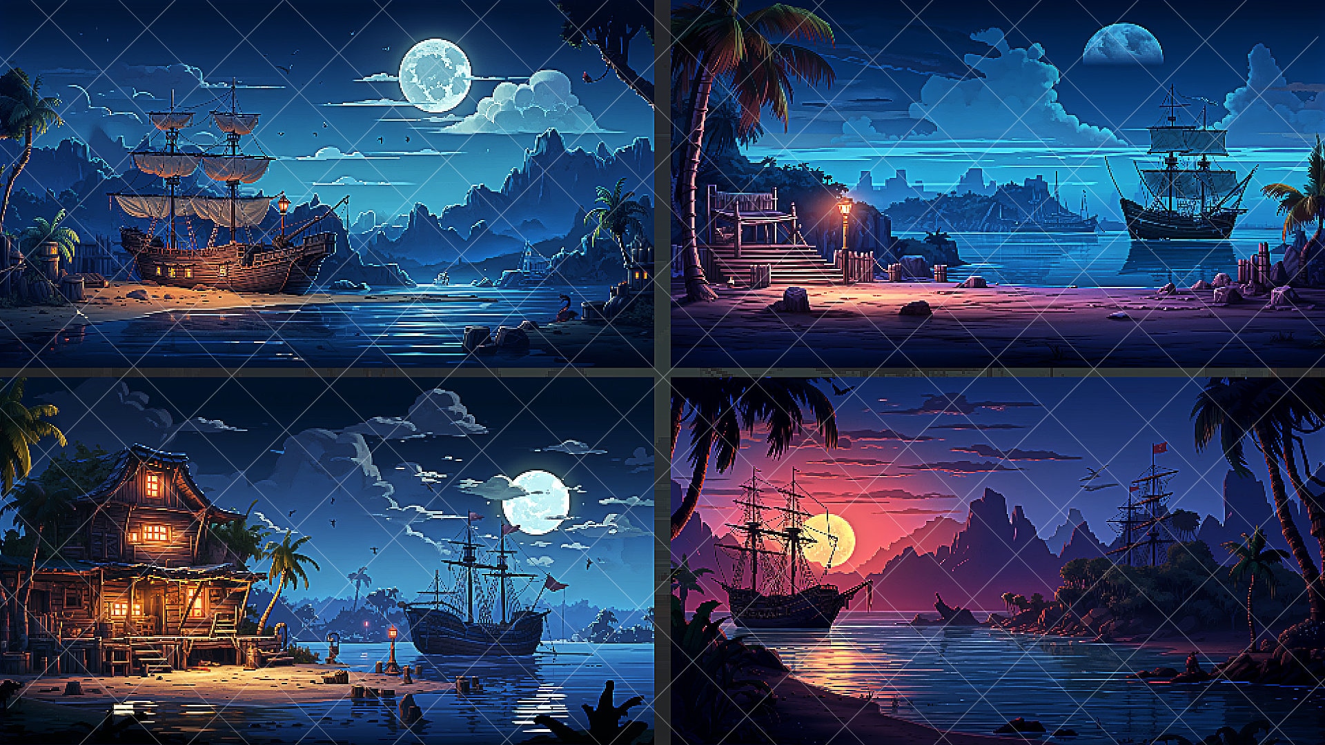 在二维资源创建的background Pixel Tropical 2 虚幻引擎商城