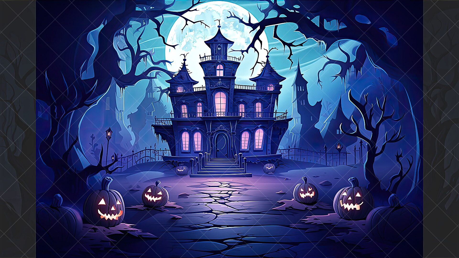 在二维资源创建的BACKGROUND - Stylized Mansion Exterior 1 - 虚幻引擎商城