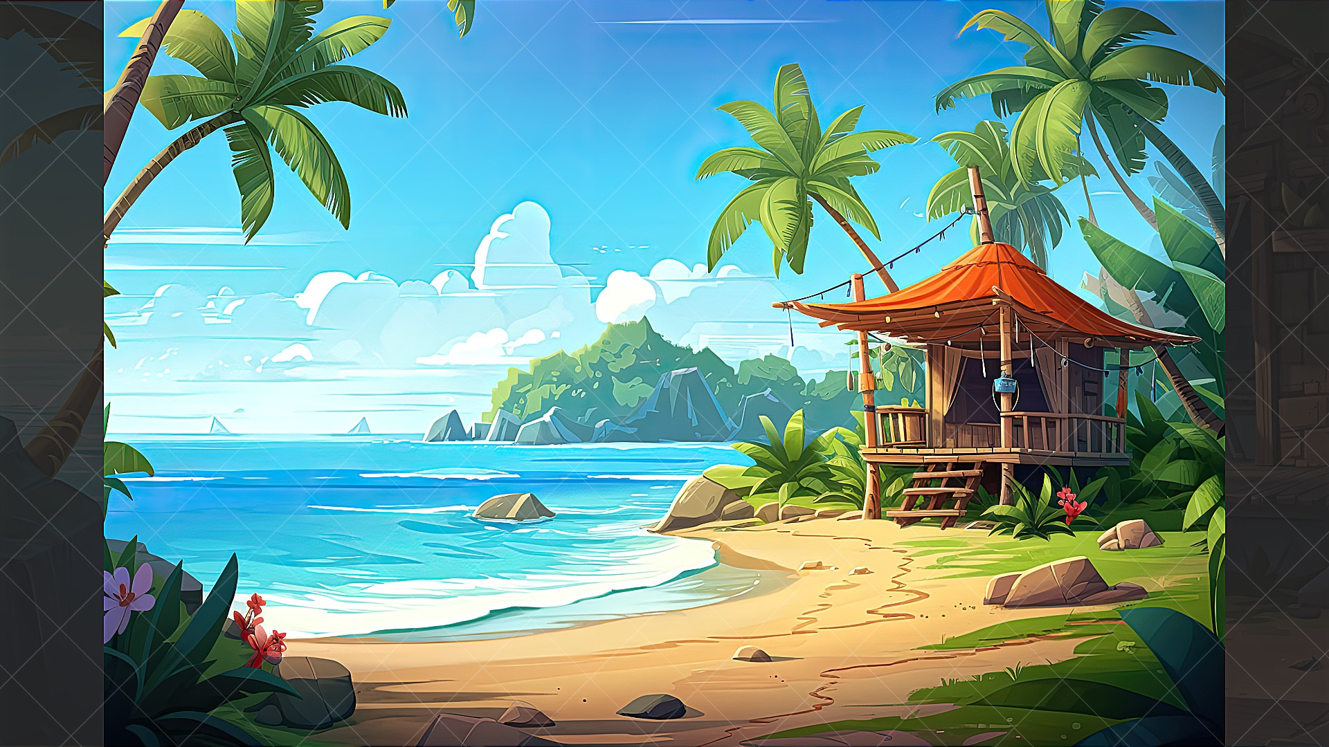 BACKGROUND - Stylized Beach 1, 카테고리 2D 애셋 - UE 마켓플레이스