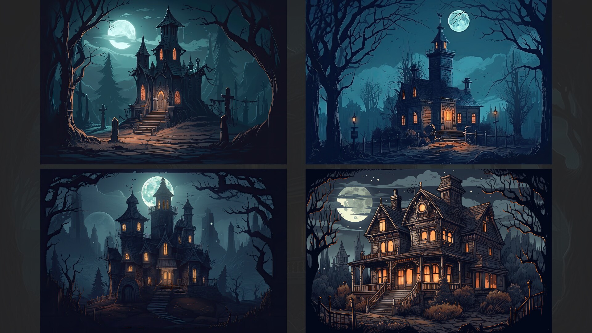 BACKGROUND - Stylized Haunted 1：2Dアセット - UE マーケットプレイス