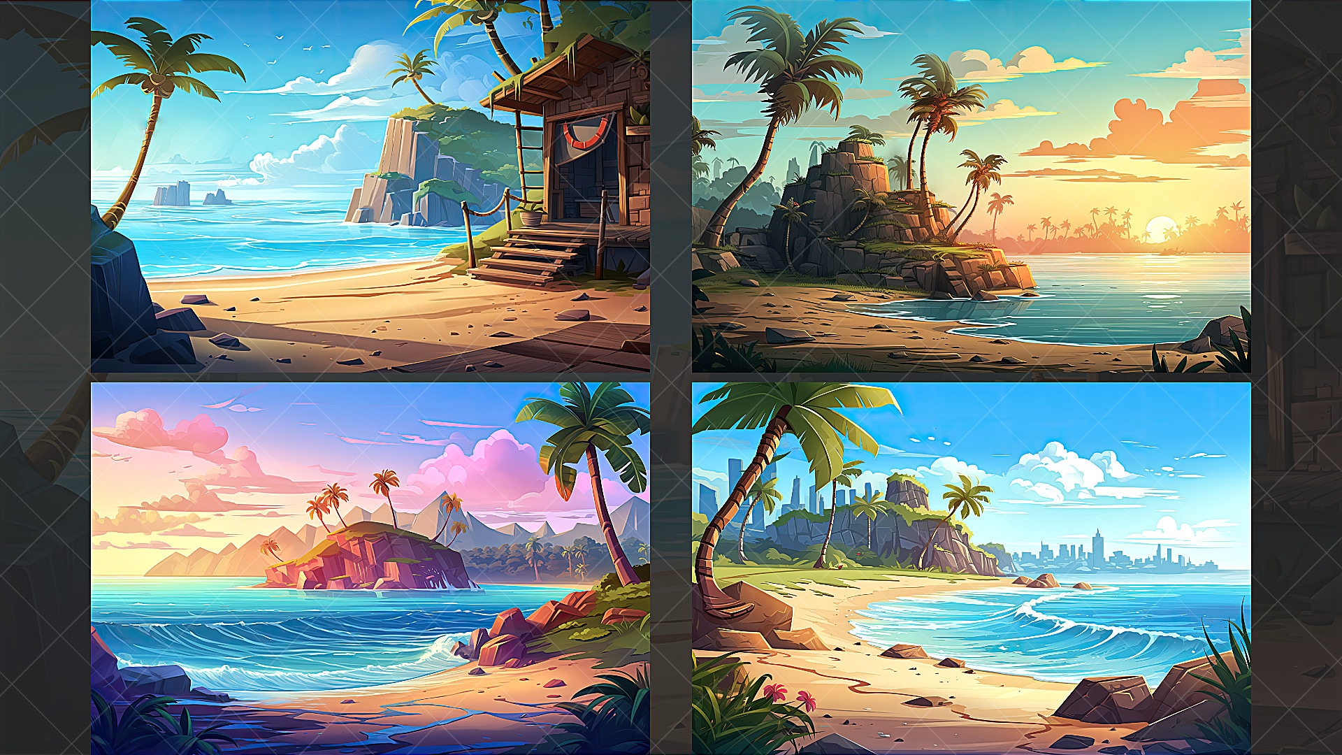 BACKGROUND - Stylized Beach 1, 카테고리 2D 애셋 - UE 마켓플레이스