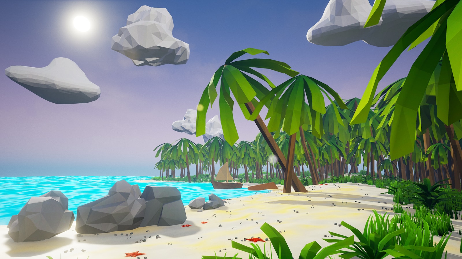 Low Poly Beach in Environments - UE Marketplace