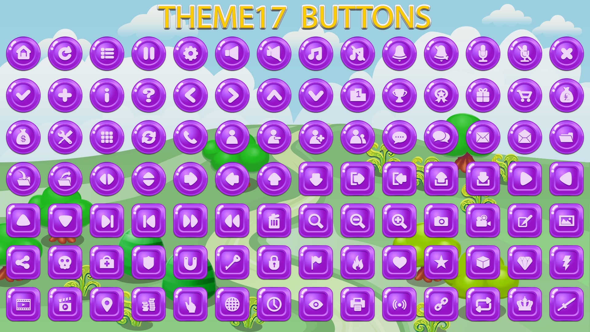 3600 Cartoon Buttons：2Dアセット - UE マーケットプレイス