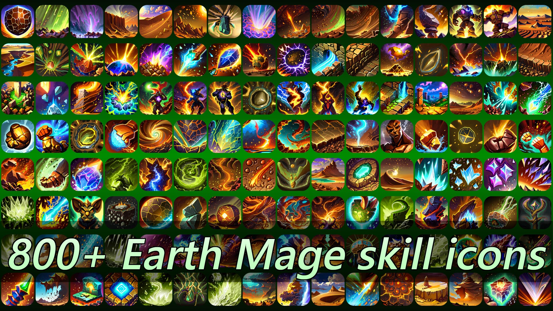 800+ earth mage skill icons：2Dアセット - UE マーケットプレイス