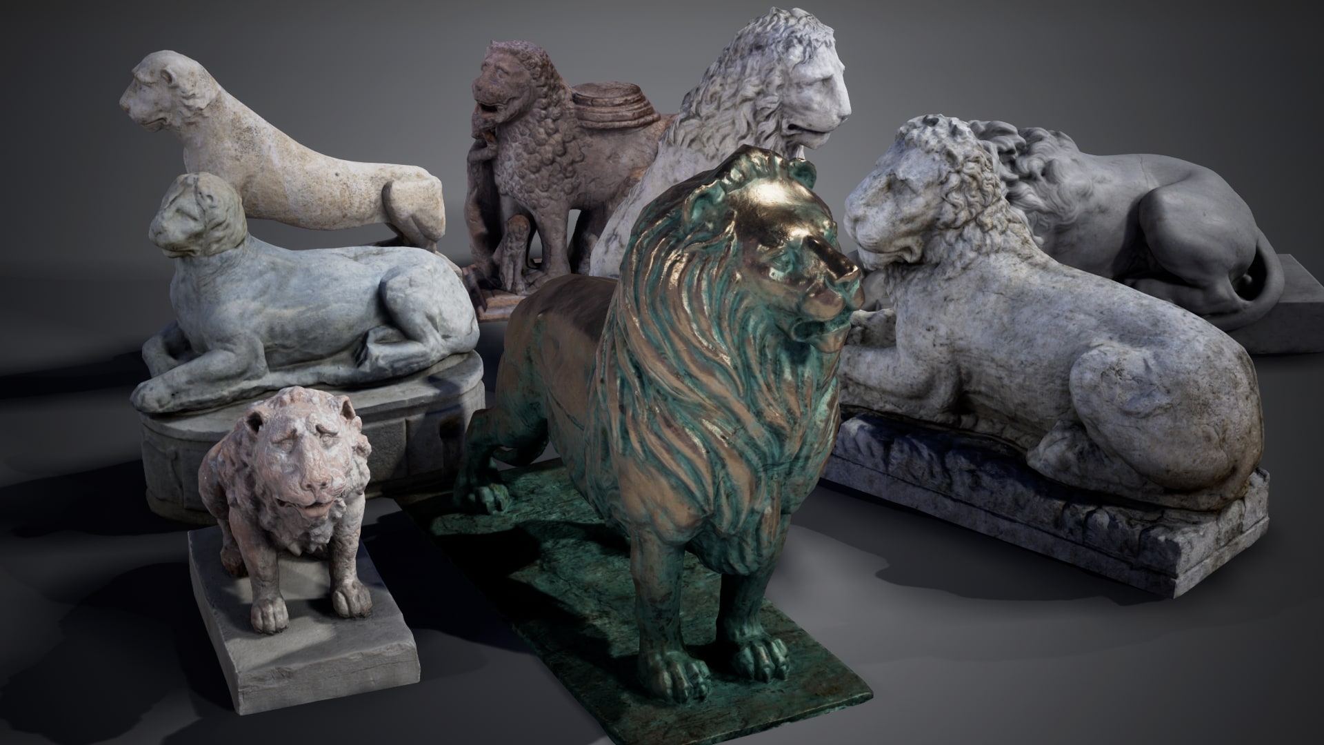 Lions Sculptures in Props - UE Marketplace