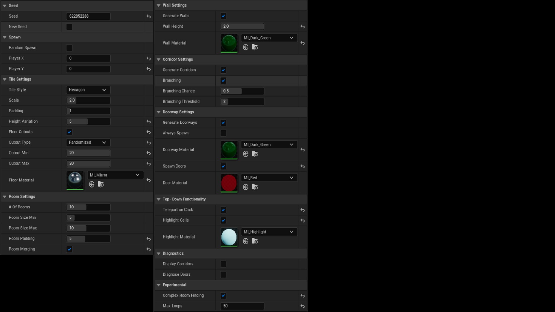 在蓝图创建的Hex Procedural Dungeon Generator 1.0 - 虚幻引擎商城