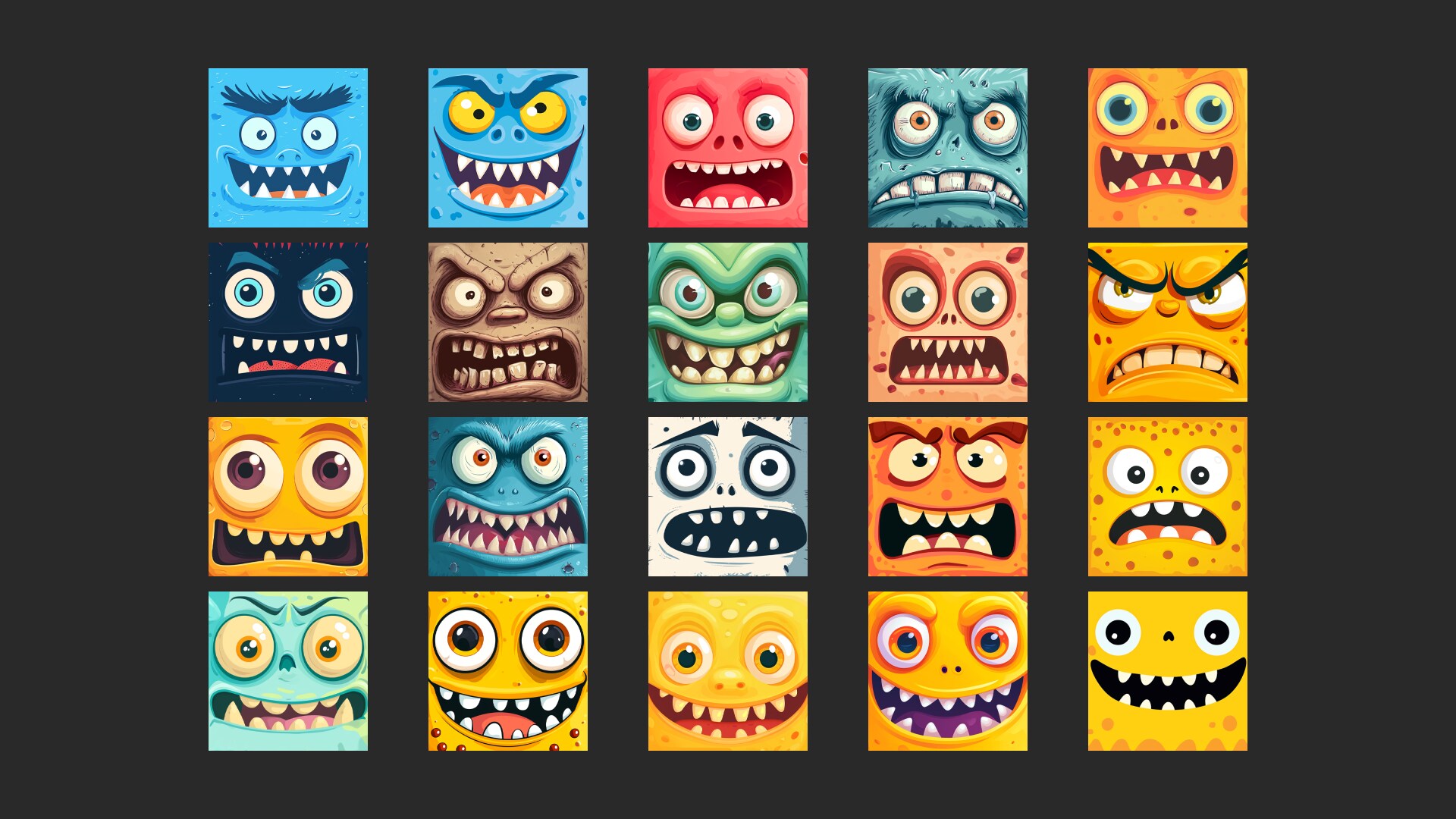 Square Face Monsters Avatars in 2D Assets - UE Marketplace