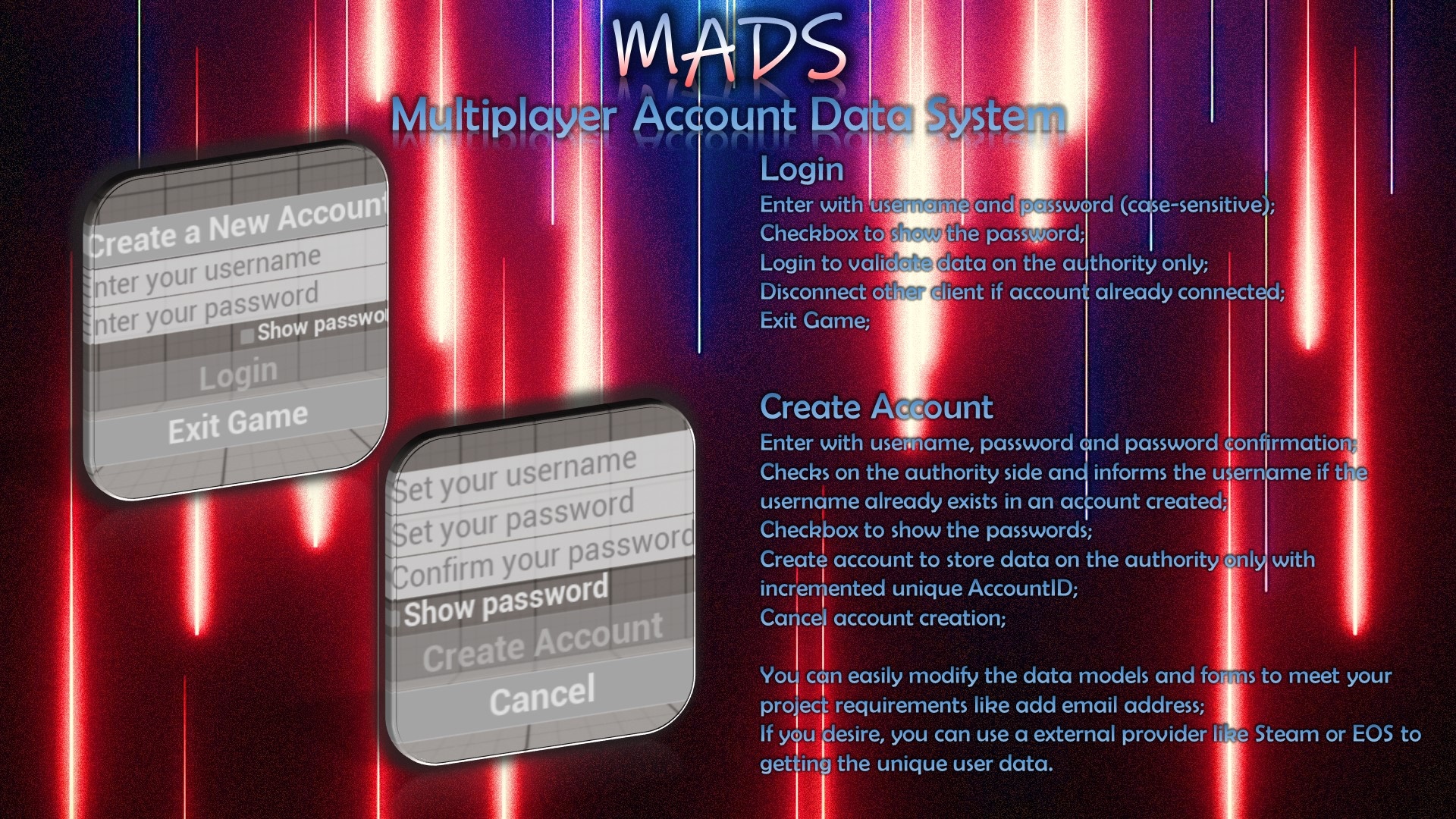 Multiplayer Account Data System (MADS) in Blueprints - UE Marketplace