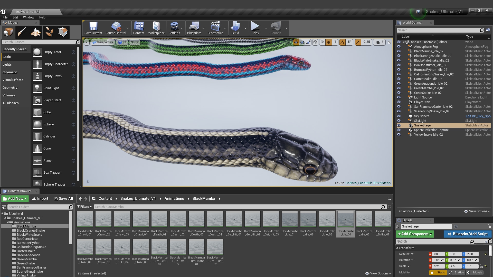 Animated Snakes PBR Ultimate Volume 1 in Characters - UE Marketplace