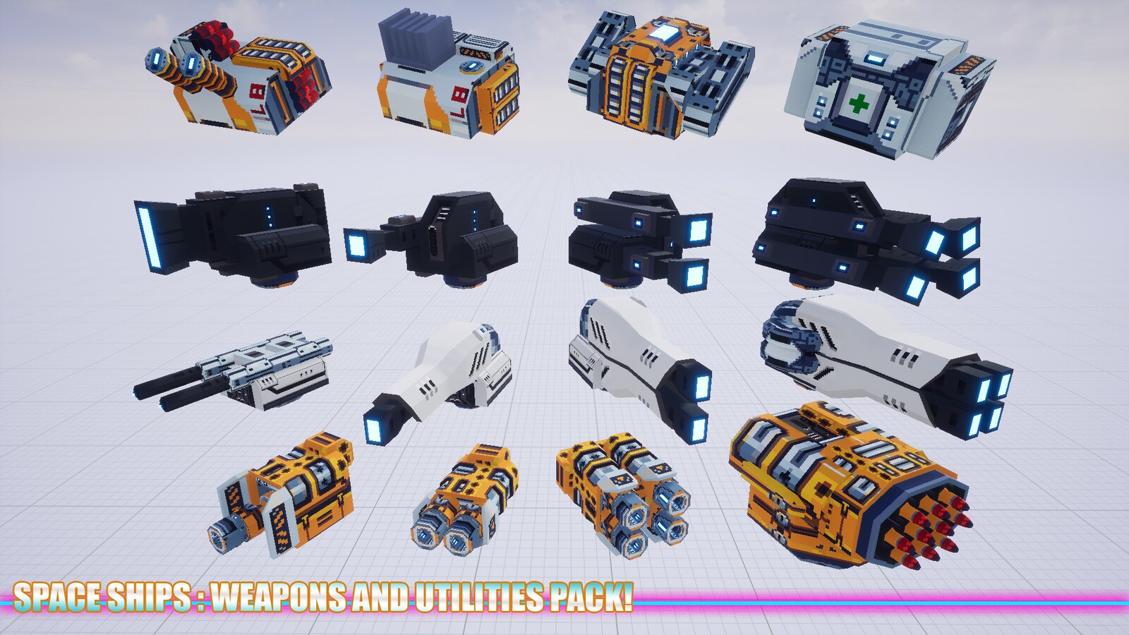 3D Pixel Art Spaceships : Weapons and Utilities in Props - UE Marketplace