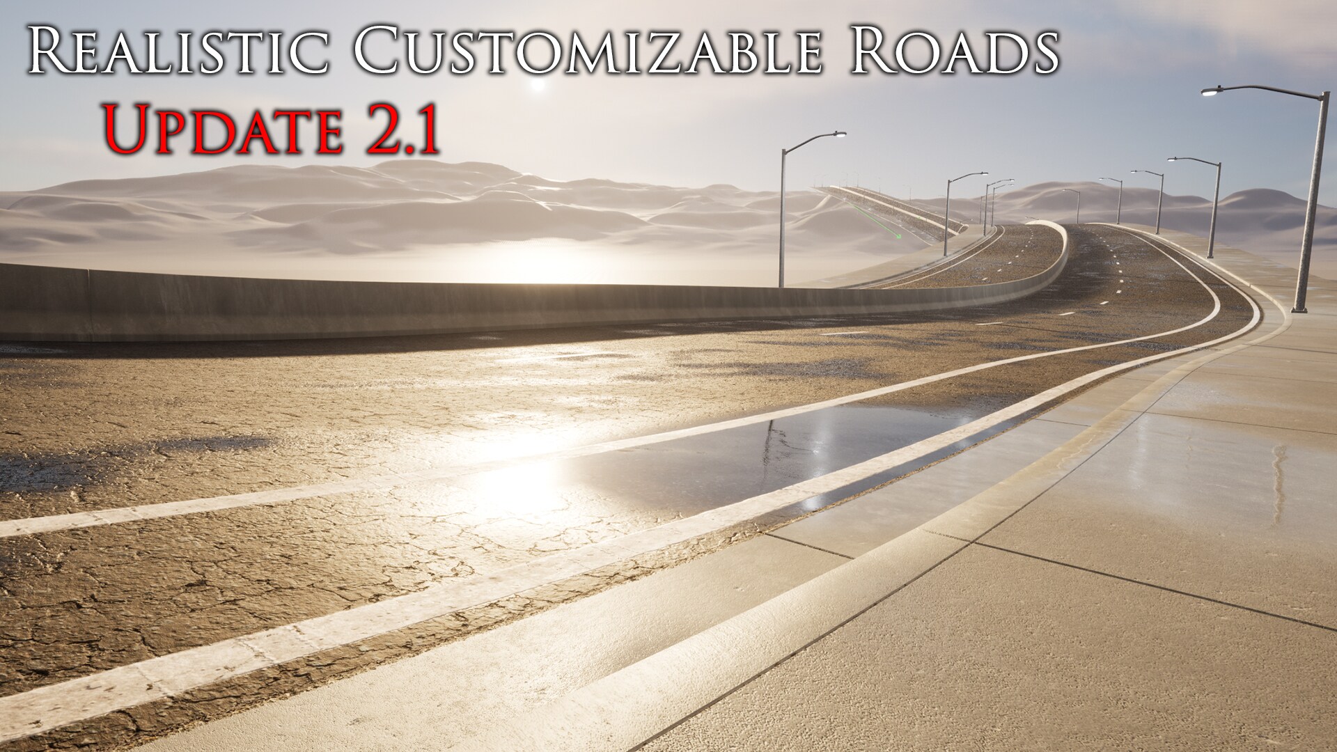 Realistic Customizable Roads in Materials - UE Marketplace