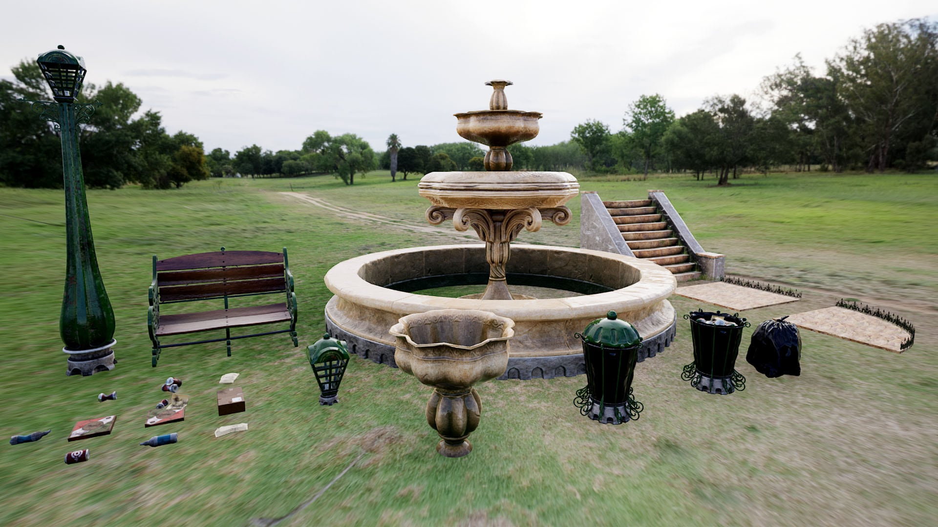 Stylised Park - Modular Assets in Props - UE Marketplace