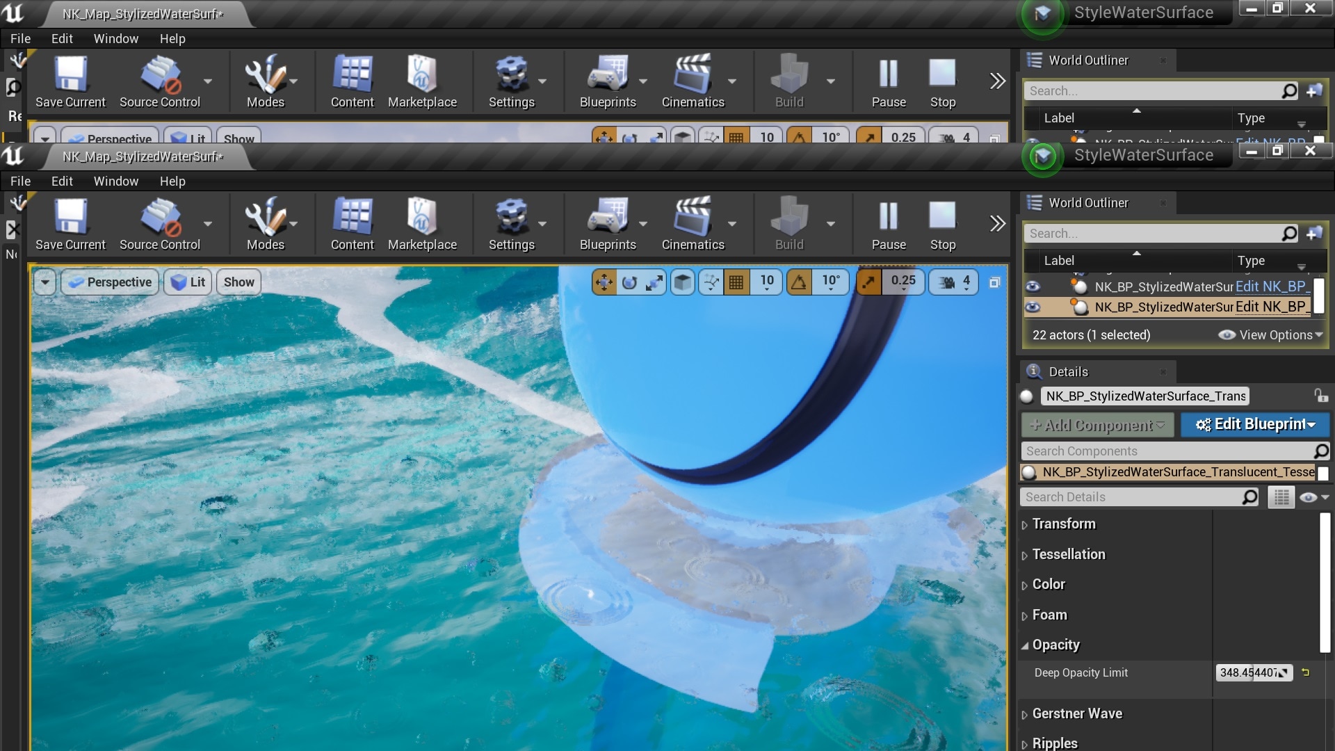 Stylized Water Surface in Materials - UE Marketplace
